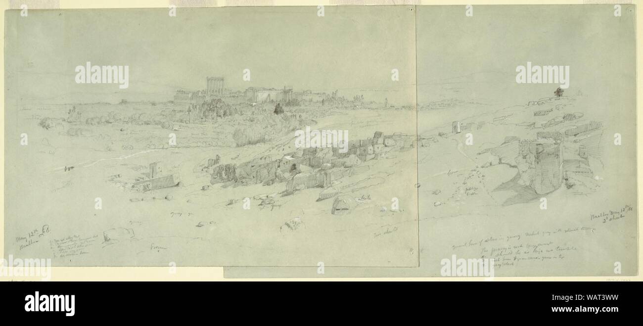 Drawing, Temples at Morning, Baalbek, May 12, 1868 Stock Photo - Alamy