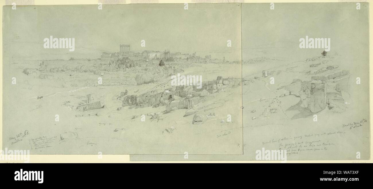 Drawing, Temples at Morning, Baalbek, May 12, 1868 Stock Photo - Alamy