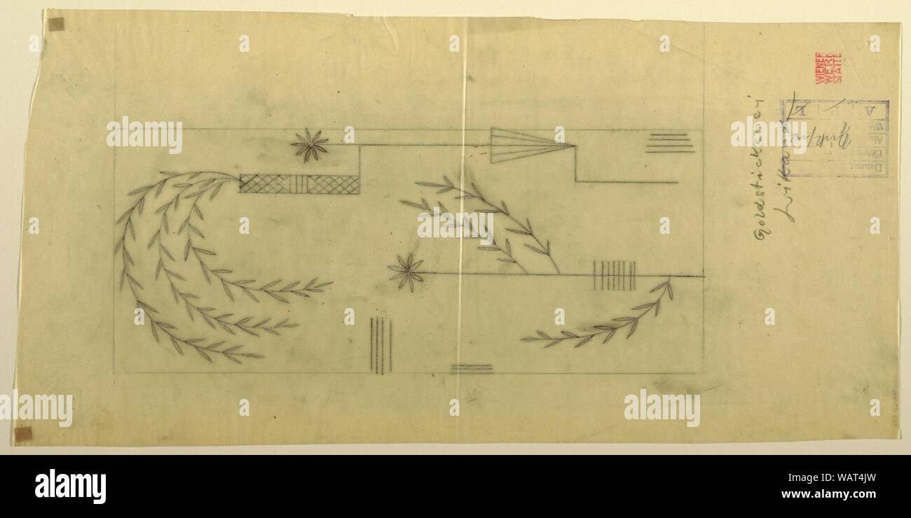 Drawing, Textile Design- Goldstickerei (Gold Embroidery), ca. 1922 ...