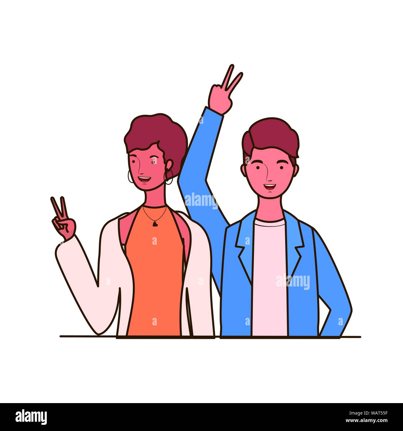couple of people smiling on white background Stock Vector Image & Art ...