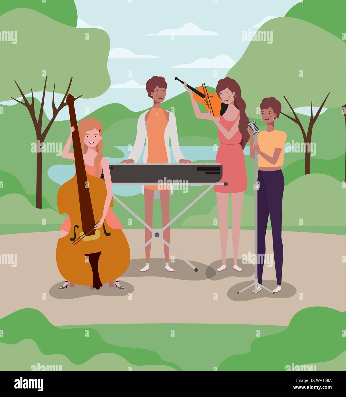 Group women singing Stock Vector Images - Alamy