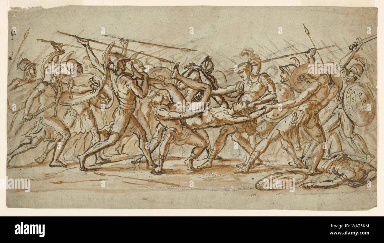 Drawing, The Battle for the Corpse of Patroclus, ca. 1810 Stock Photo ...