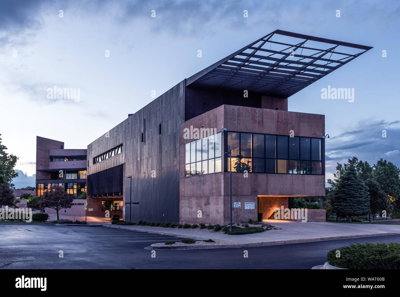 Dusk view of the Robert Hoag Rawlings Public Library, built from 2000 ...