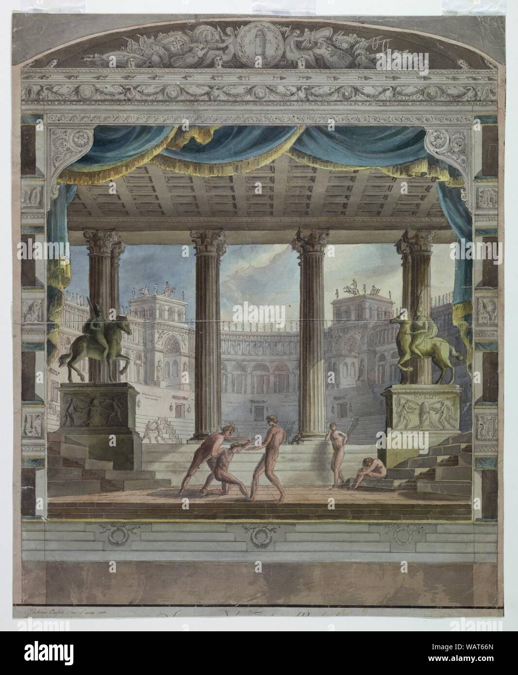 Drawing, Theater Curtain- View of a Classical Amphitheater, Marsigli ...