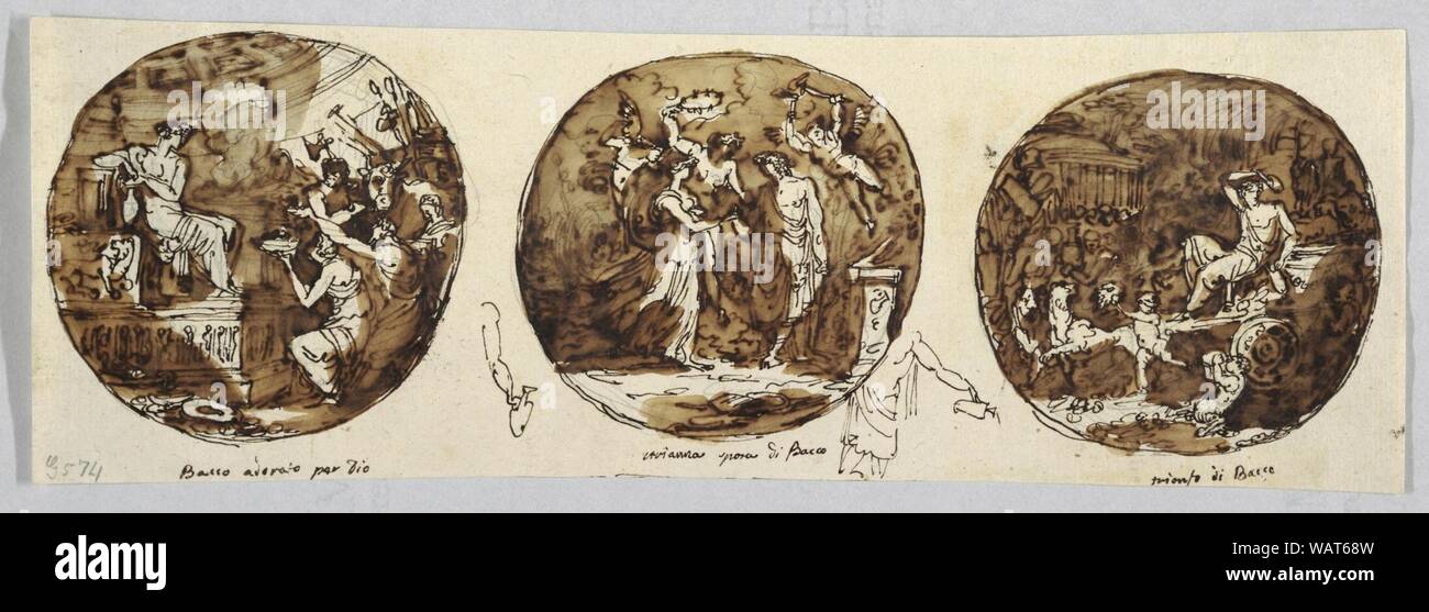 Drawing, Three Bacchus Subjects- Bacchus Worshipped, 1800 Stock Photo ...