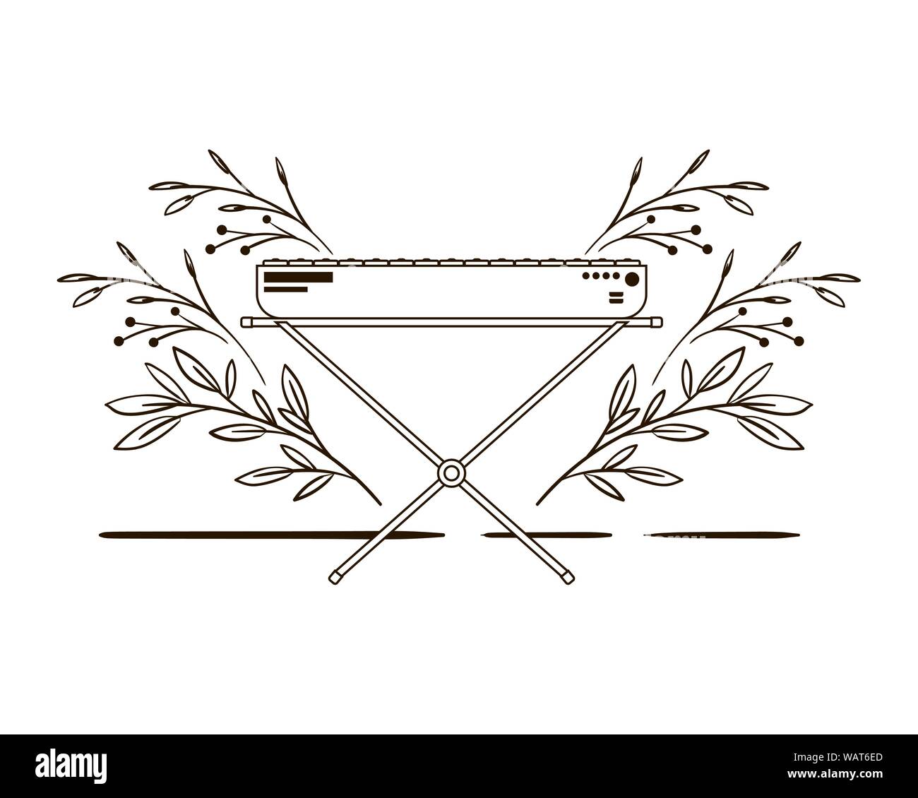 musical instrument piano keyboard on white background Stock Vector ...