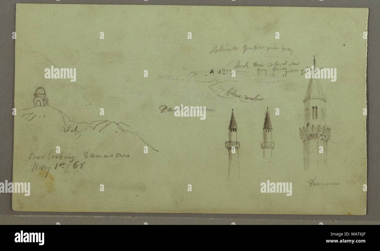 Drawing, Tomb of a Hill, Three Minarets, May 1, 1868 Stock Photo - Alamy