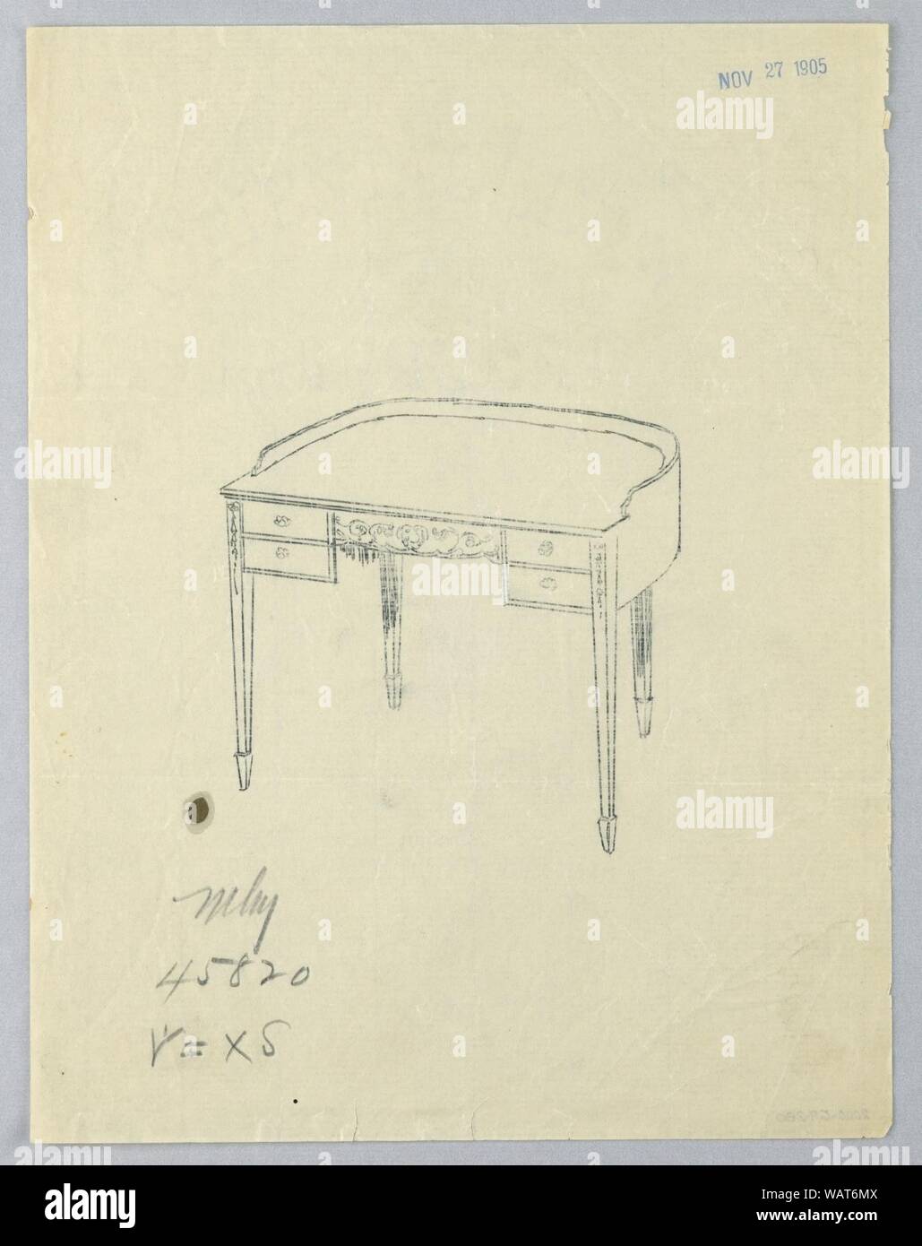 Drawing, Tracing of Design for Semi-Circular Writing Table, November 27 ...