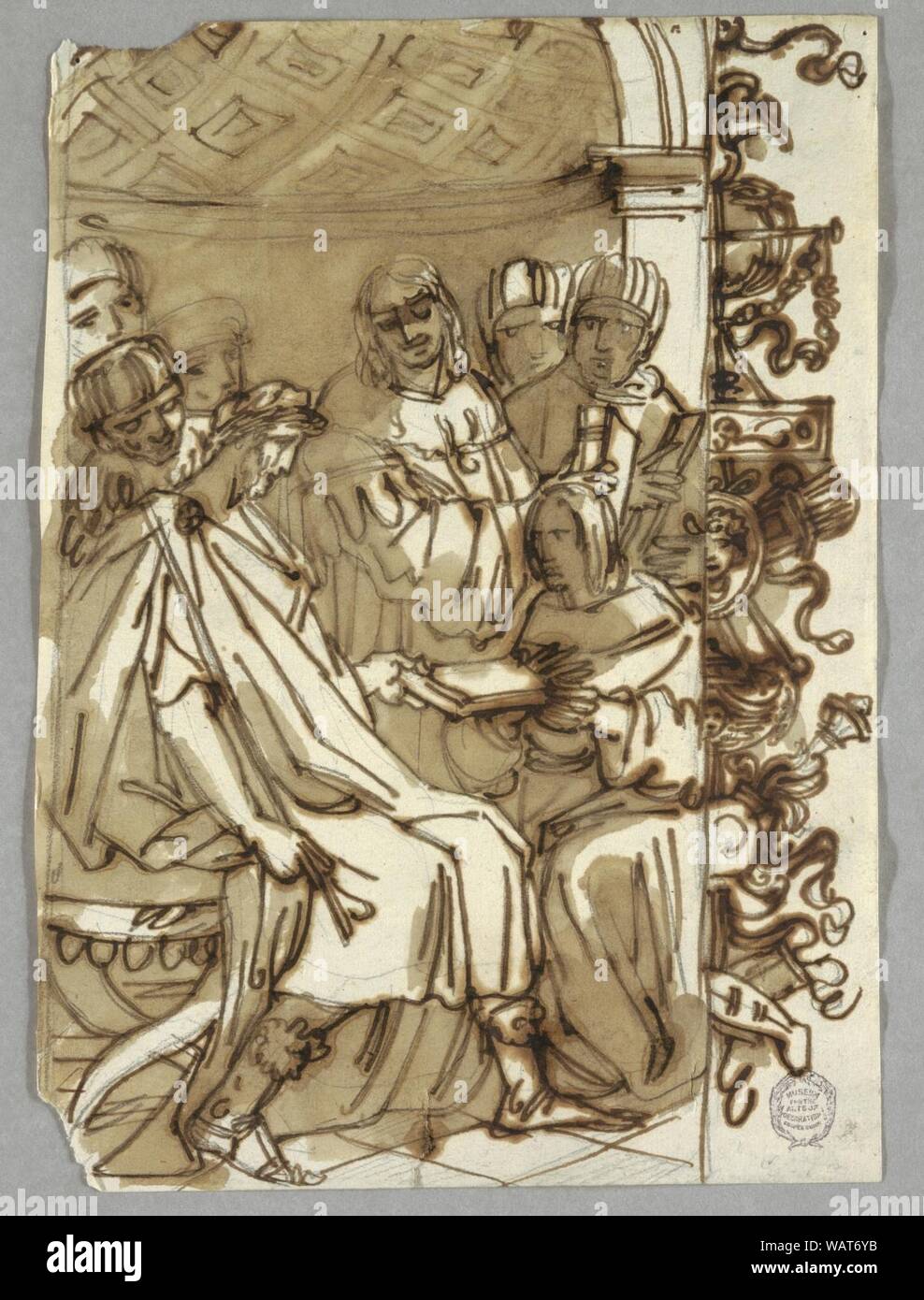Drawing, Tribonian Presents Pandects to Emperor Julian, after Perino ...