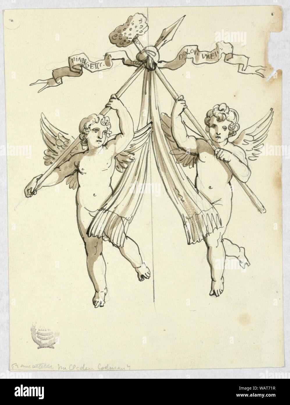 Drawing, Two Angels with Lance and Holy Sponge, 1800–1825 Stock Photo ...