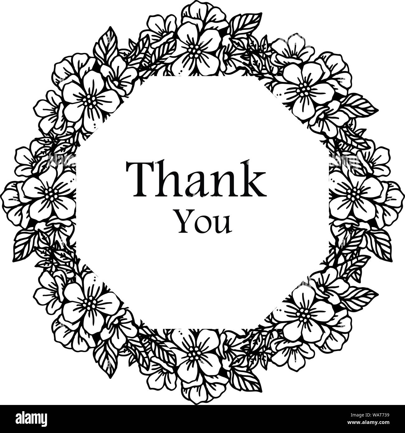 Decoration abstract leaf wreath frame, for lettering text thank you in ...