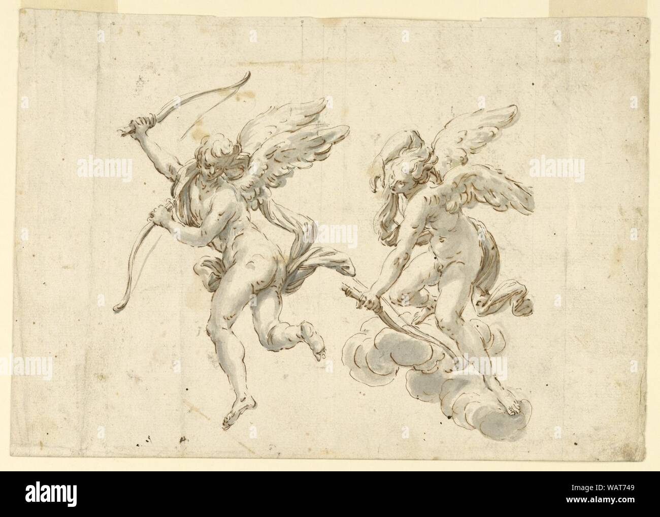 Drawing, Two Cupids, mid- 18th century Stock Photo - Alamy