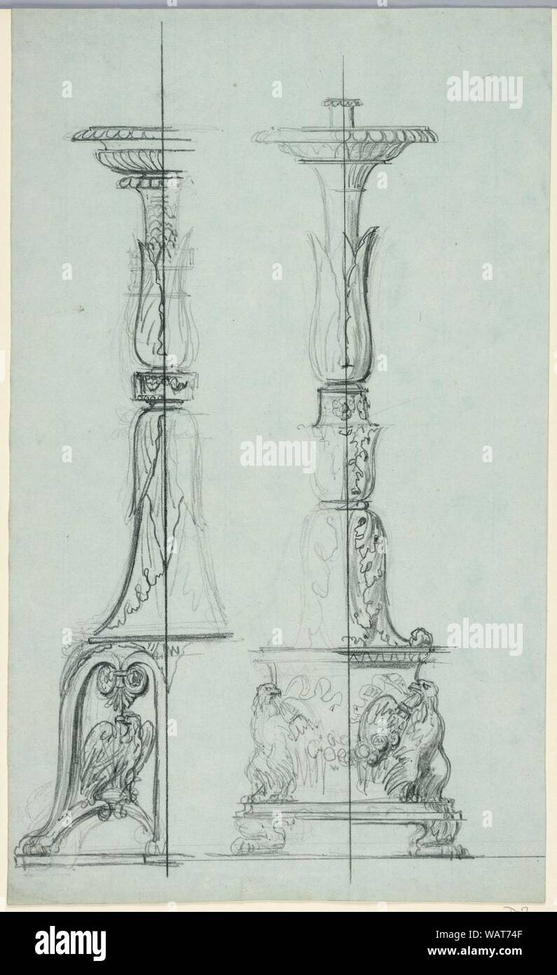 Drawing, Two Designs for Candlesticks, ca. 1810 Stock Photo - Alamy