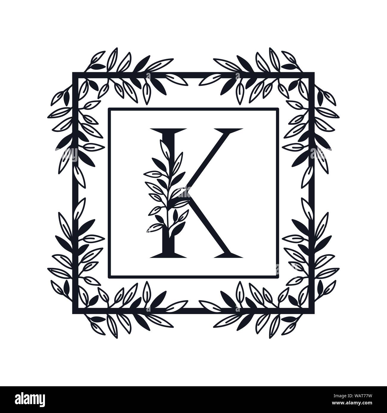 letter K of the alphabet with vintage style frame Stock Vector Image ...