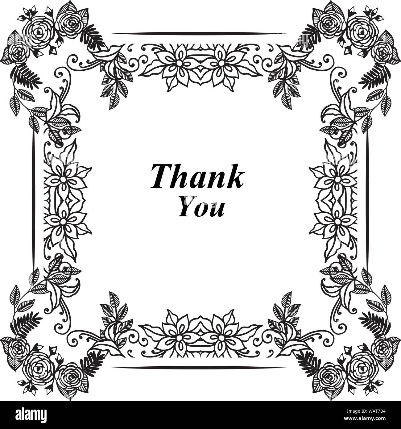 Simple wreath frame, for design banner thank you. Vector illustration ...