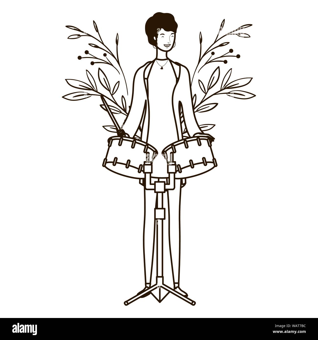silhouette of woman with timpani on white background Stock Vector Image ...