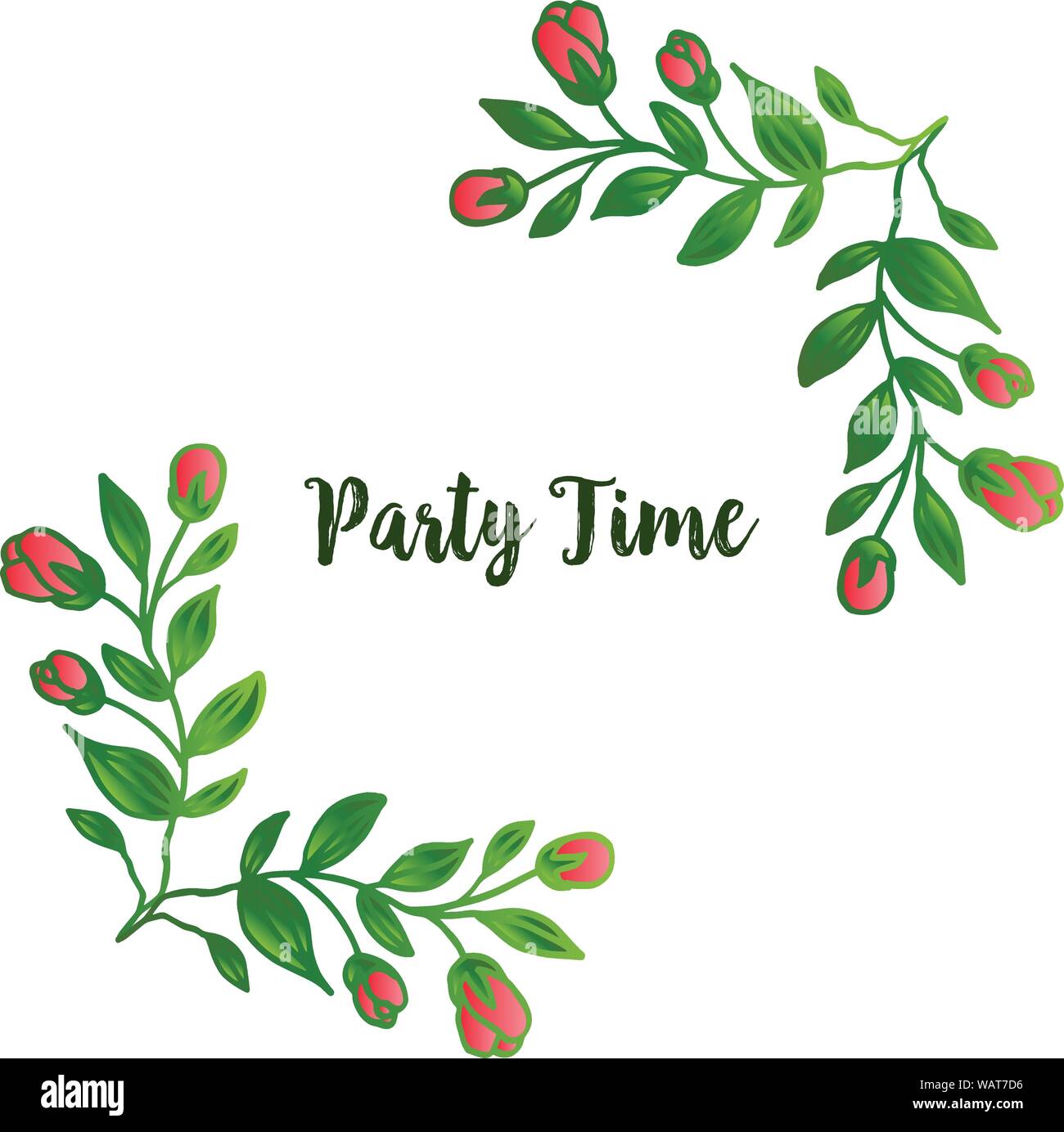 Various style of leaf flower frame, for party time letter. Vector ...