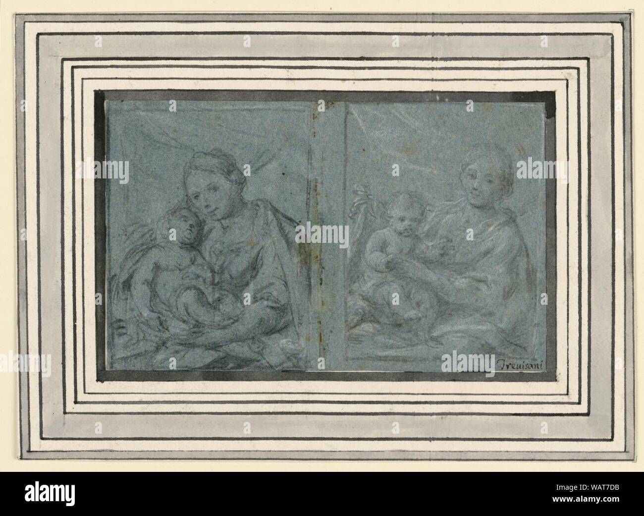 Drawing, Two Studies of the Virgin with Child, 1700–1740 Stock Photo ...