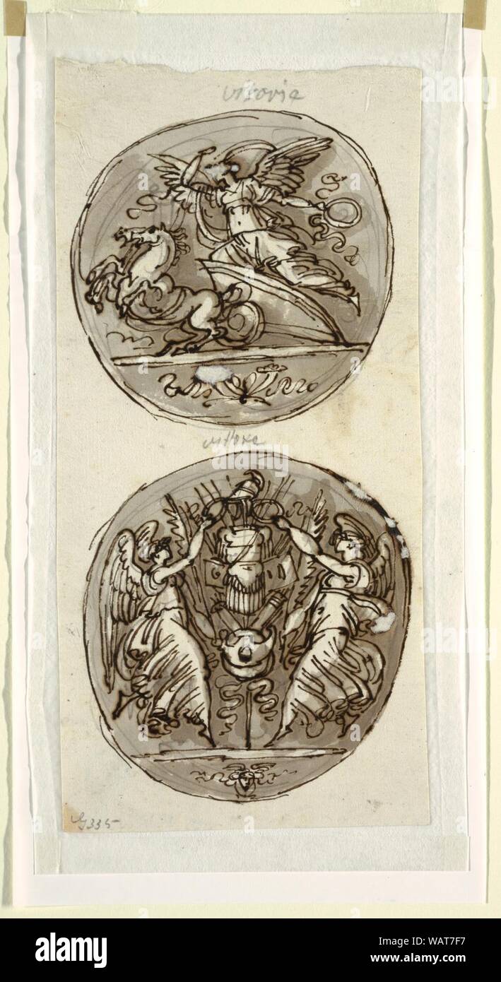 Drawing, Two Victories in Roundels, 1812 Stock Photo - Alamy