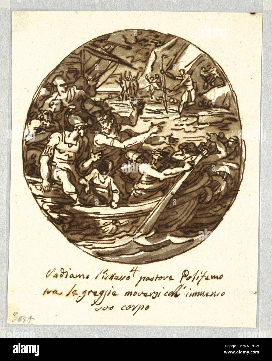 Drawing, Ulysses Escapes the Cyclops‥99s Cave and Embarks with a ...