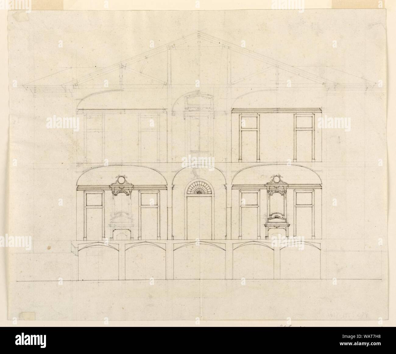 Drawing, Unfinished section through a house, ca. 1804 Stock Photo - Alamy
