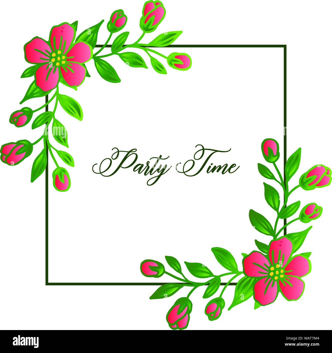 Various style of leaf flower frame, for party time letter. Vector ...