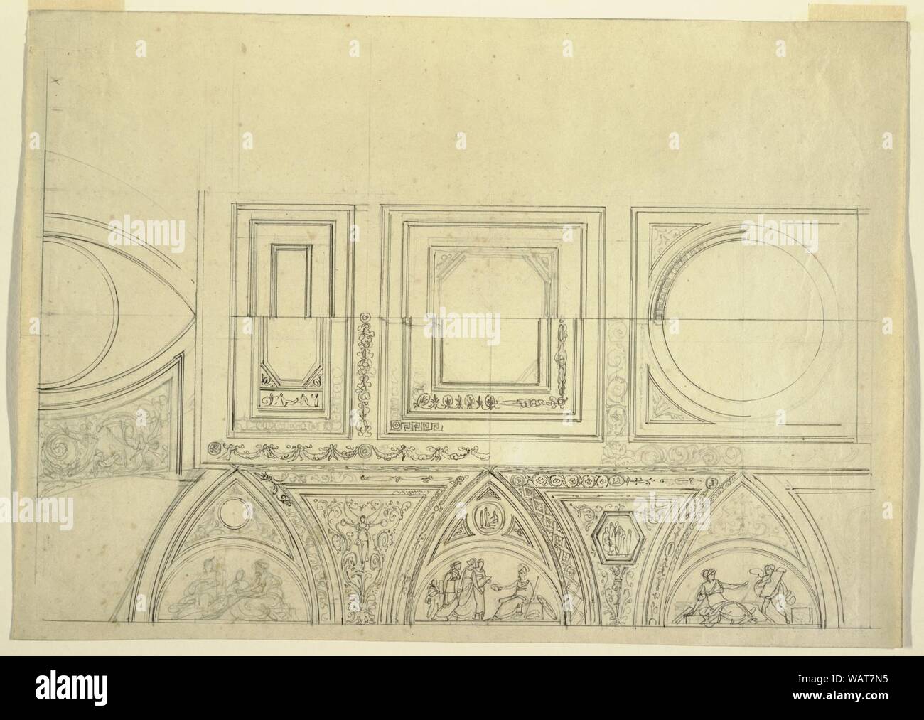Drawing, Vaulted Ceiling with Alternative Designs, ca. 1750 Stock Photo ...