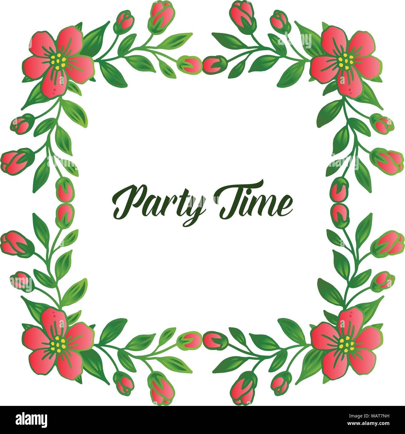 Various style of leaf flower frame, for party time letter. Vector ...