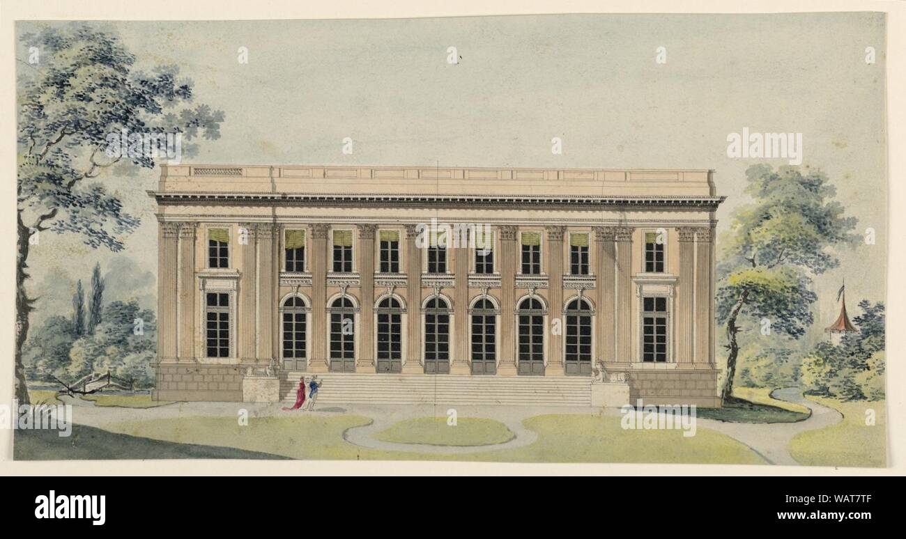 Drawing, View of an English Palladian country house in a park, ca. 1815 ...