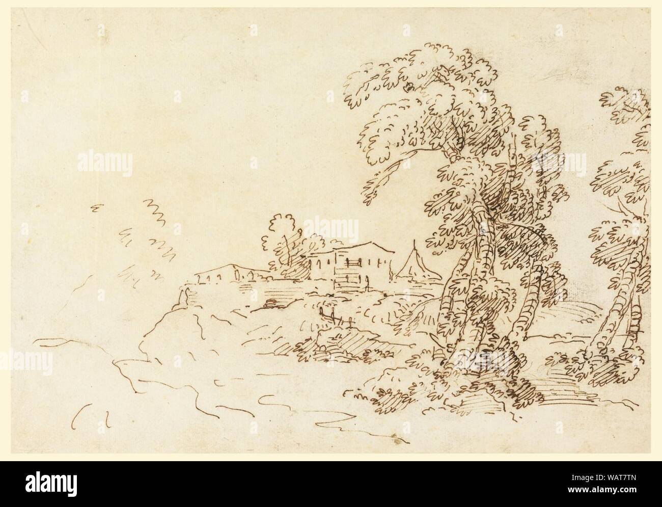 Drawing, View of a Farm, 1750–1770 Stock Photo - Alamy