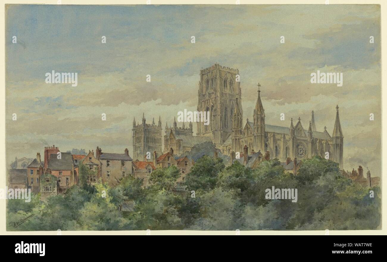 Drawing, View of Durham Cathedral, 1883 Stock Photo - Alamy