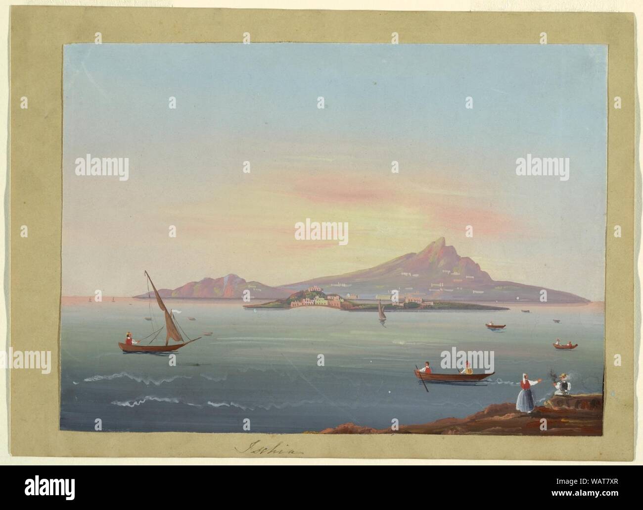 Drawing, View of Naples (or vicinity), 19th century Stock Photo - Alamy