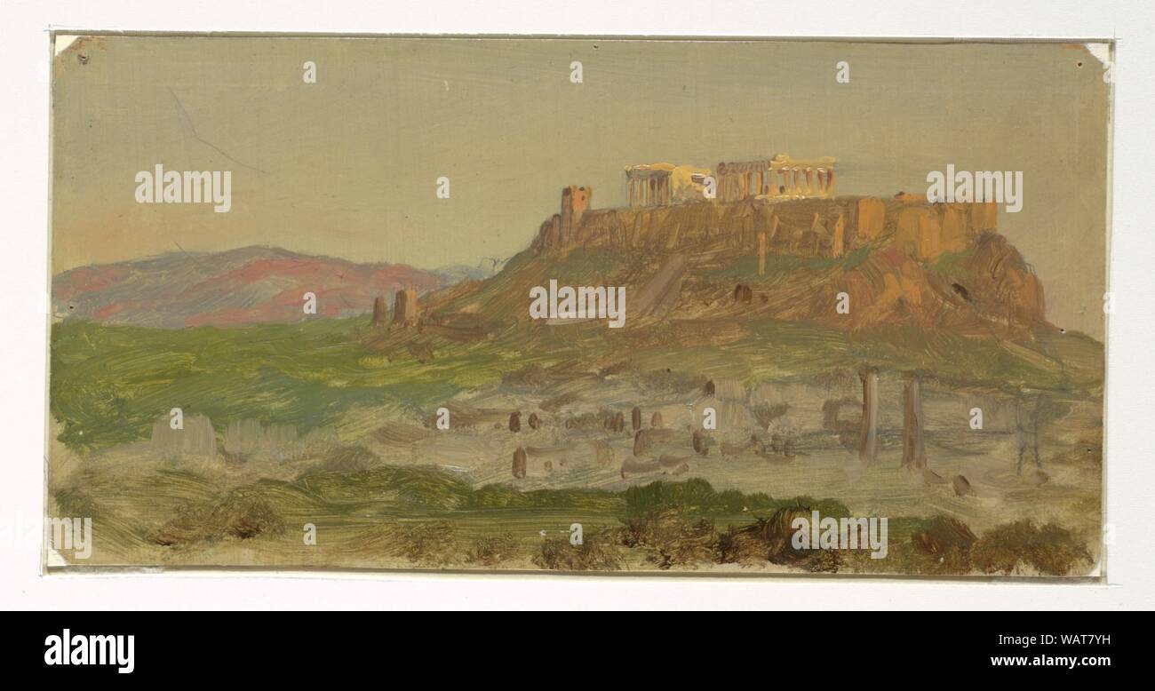 Drawing, View of the Acropolis from the South, Athens, April 1869 Stock ...