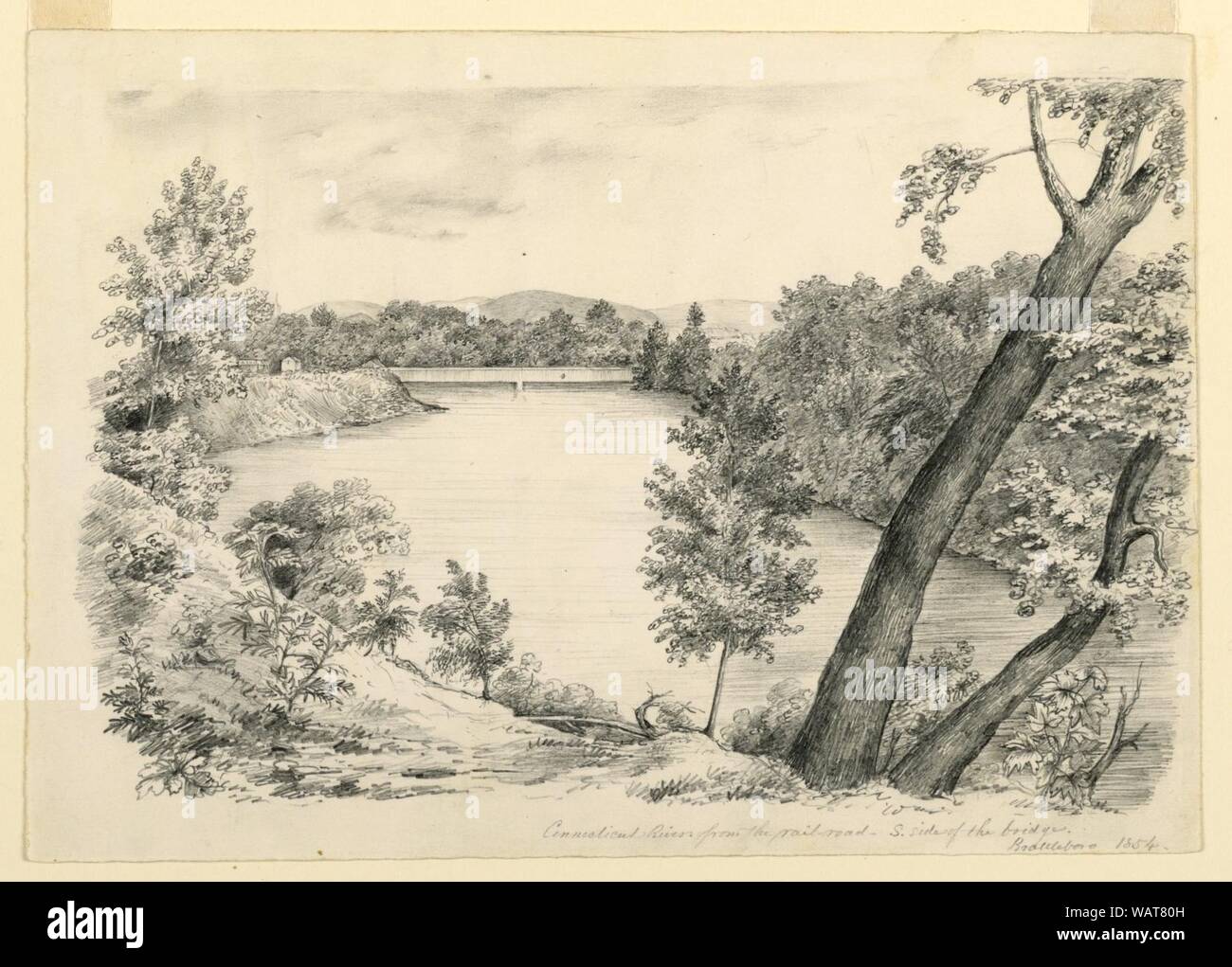 Drawing, View of the Conneticut River, near Brattleboro, Vermont, 1854 ...