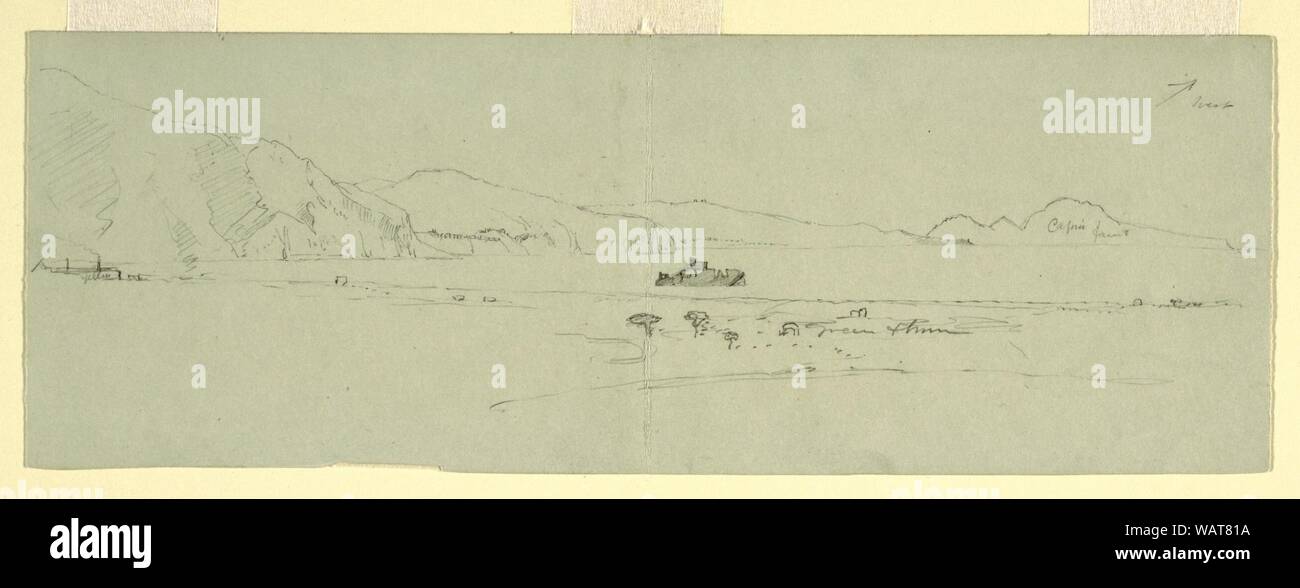 Drawing, View of the Peninsula of Sorrento of Capri, Italy from the ...