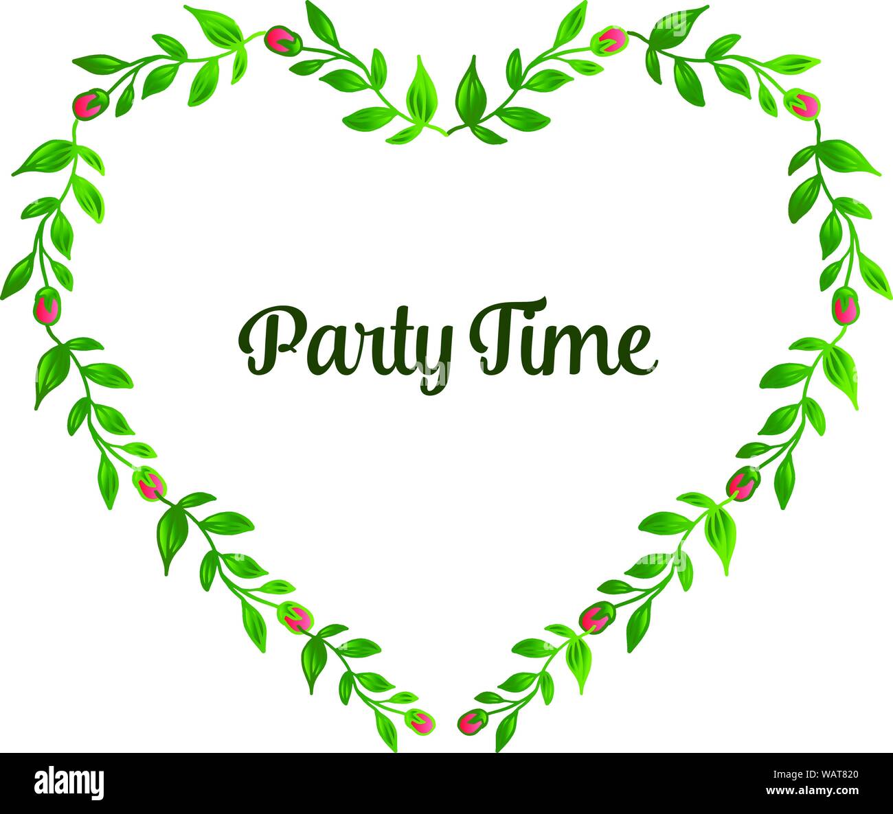 Party time card sketch, with design element of frame, for art of leaf ...