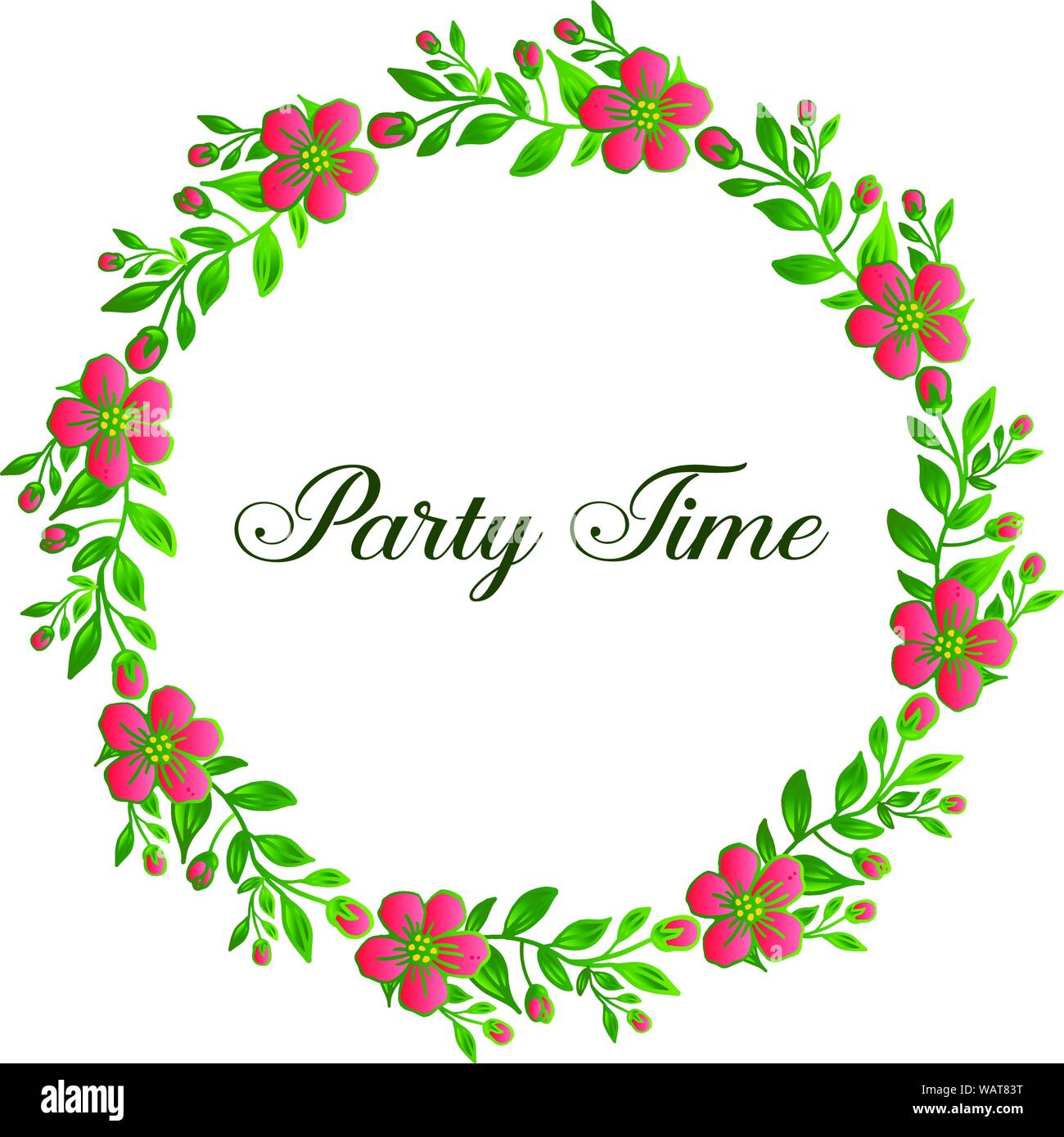 Party time invitation card, with ornate of wreath frame. Vector ...