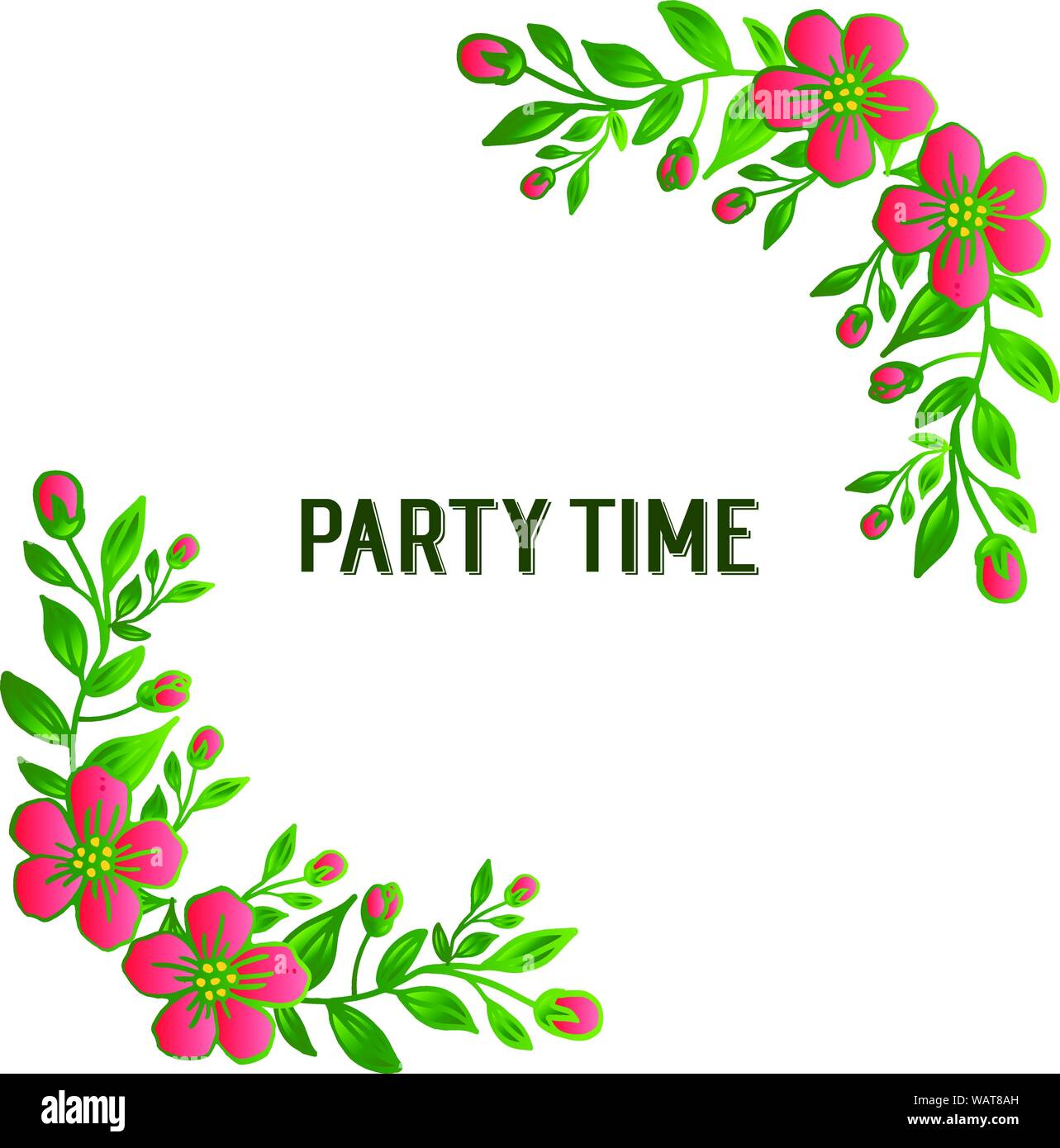 Party time invitation card, with ornate of wreath frame. Vector ...