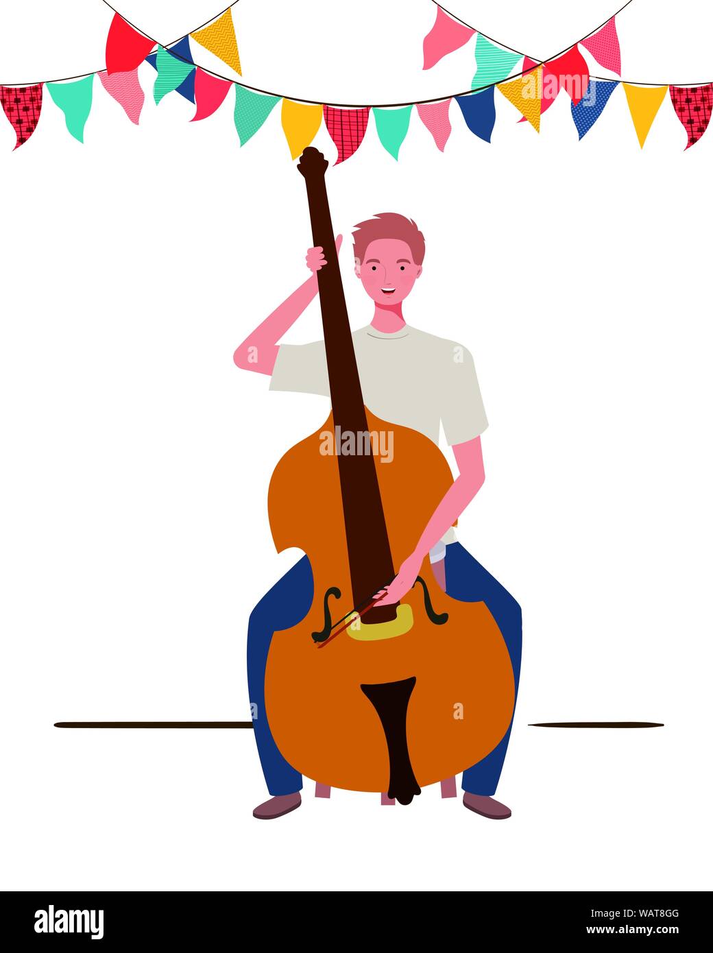 young man with fiddle on white background Stock Vector Image & Art - Alamy