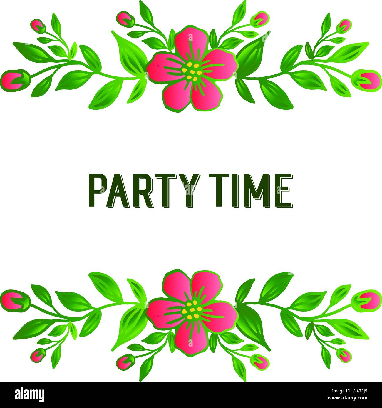 Party time card sketch, with design element of frame, for art of leaf ...