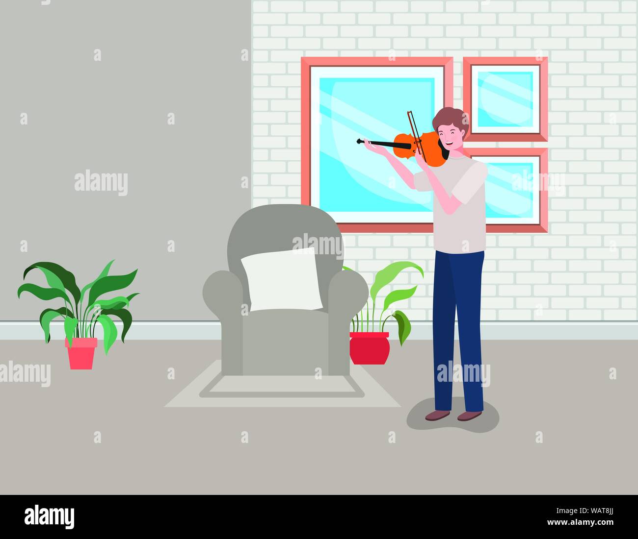 man playing fiddle instrument character Stock Vector Image & Art - Alamy