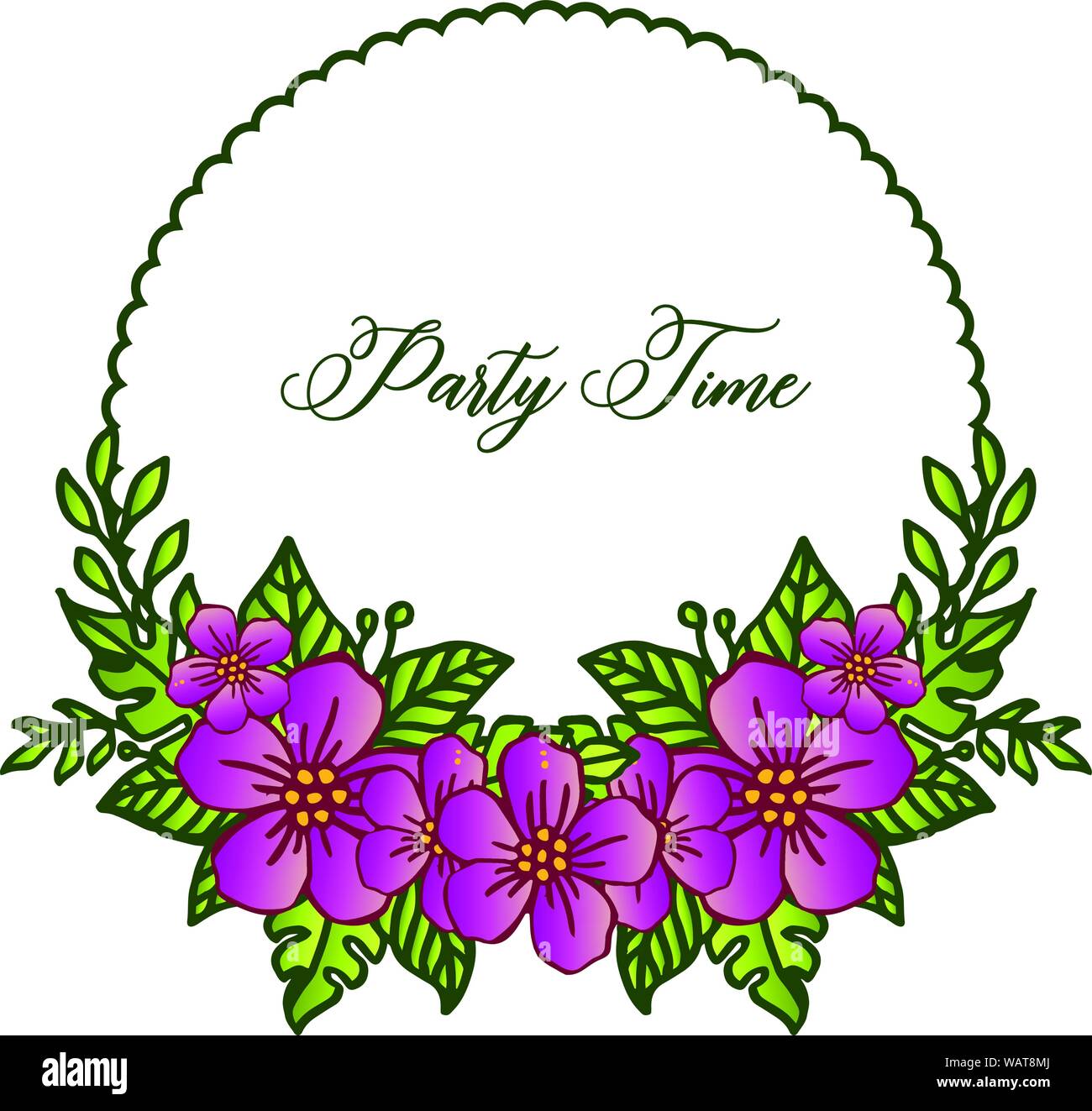 Perfect purple floral frame for various party time greeting card ...