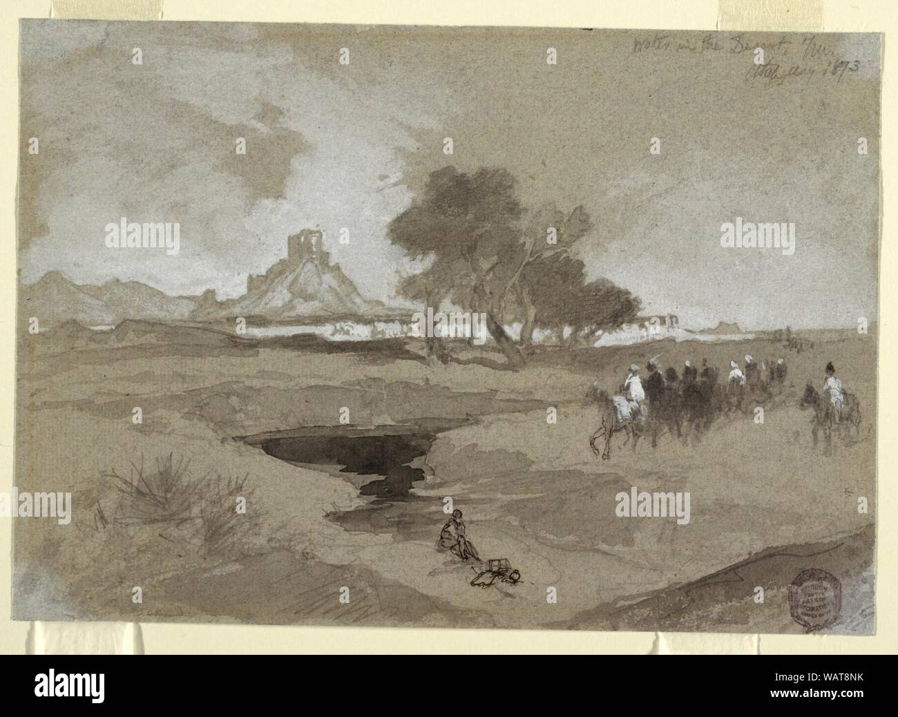 Drawing, Waterhole in the Desert, Utah, 1873 Stock Photo - Alamy