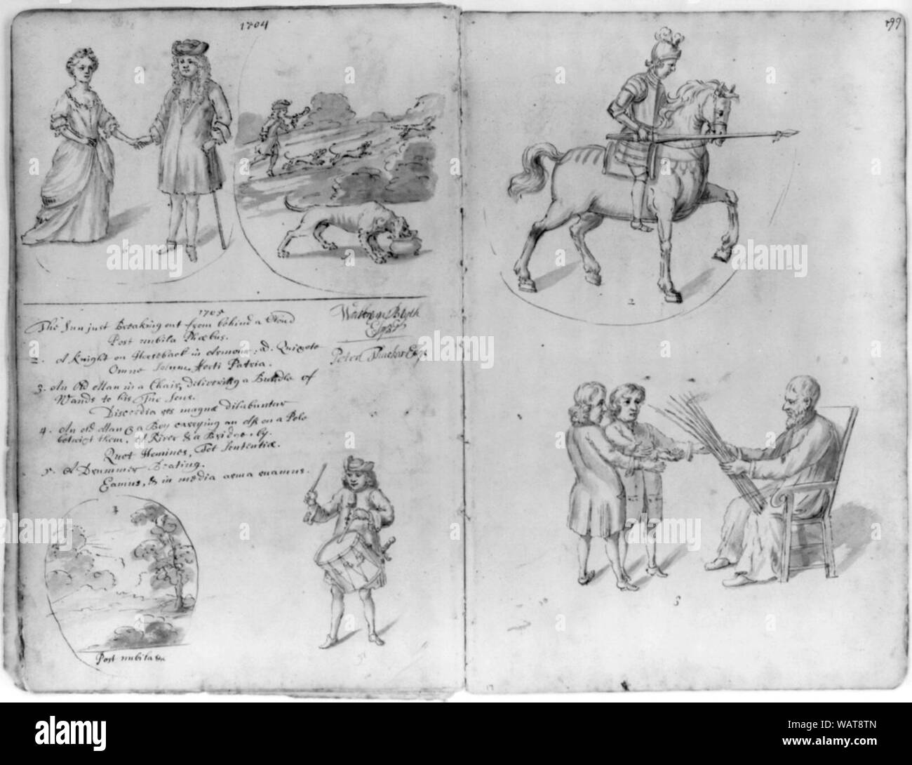 Drawings of annual guild days of Norwich, England, 1705 Stock Photo - Alamy