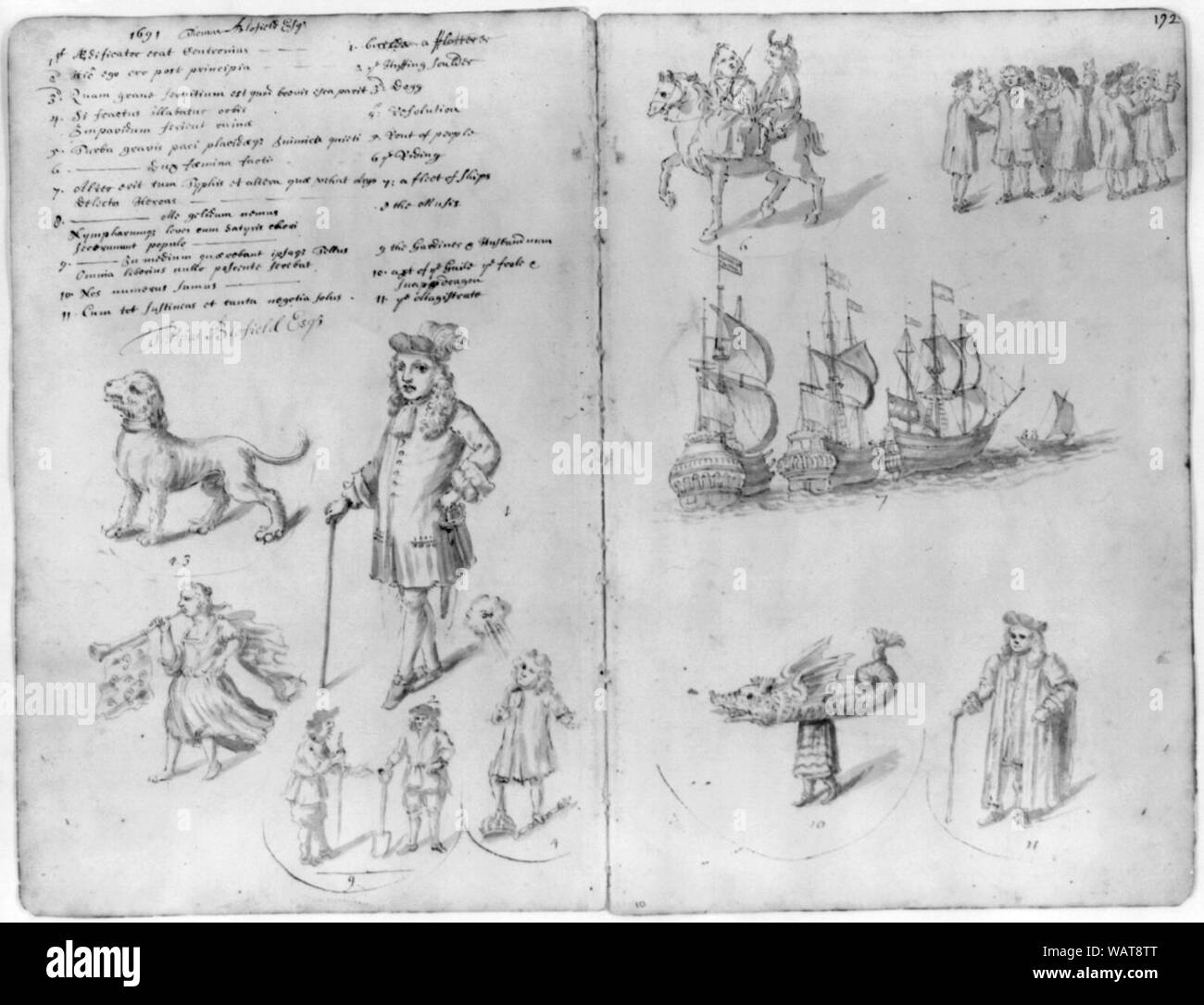 Drawings of annual guild days of Norwich, England, 1705 Stock Photo - Alamy