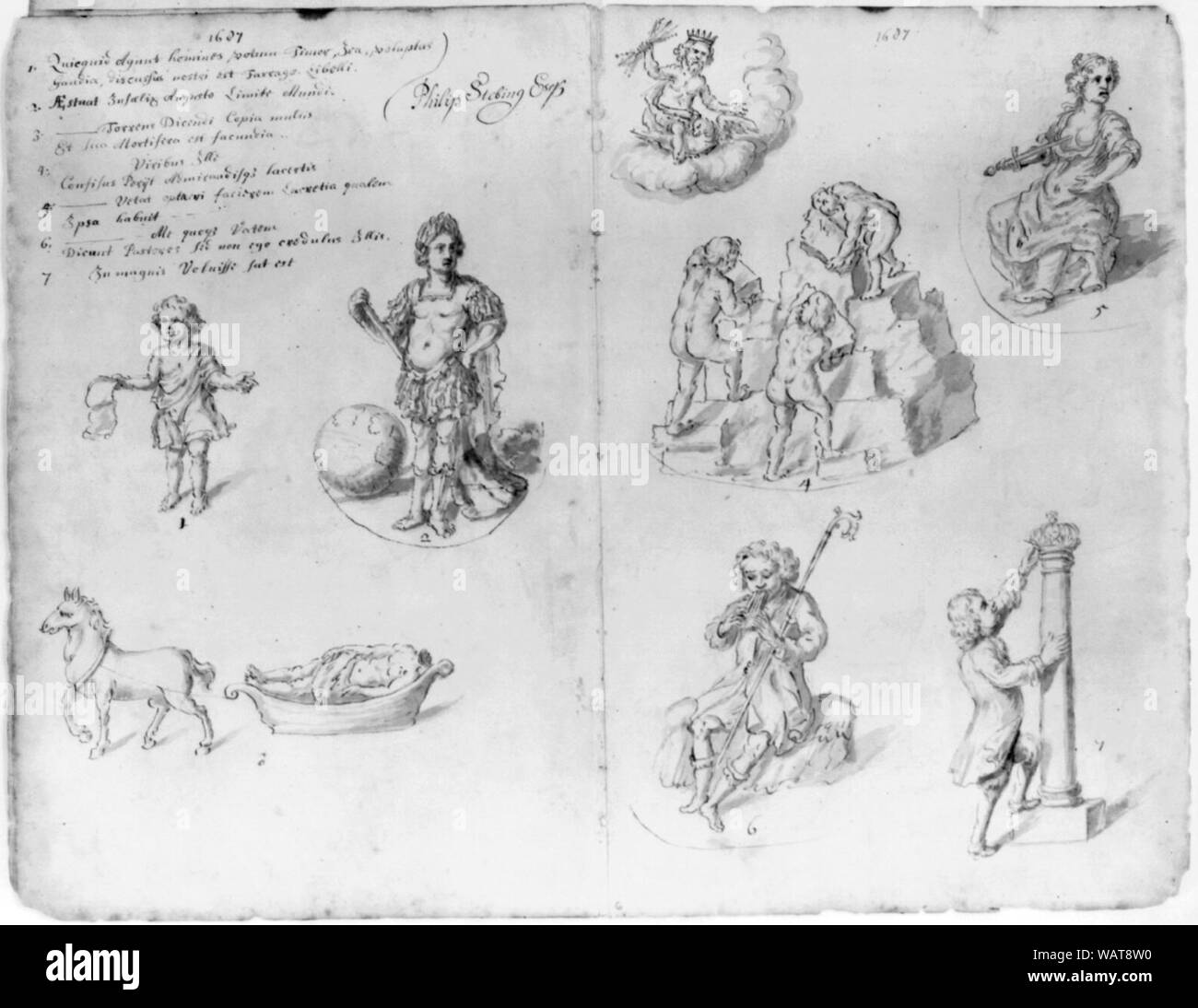 Drawings of annual guild days of Norwich, England, 1705 Stock Photo - Alamy