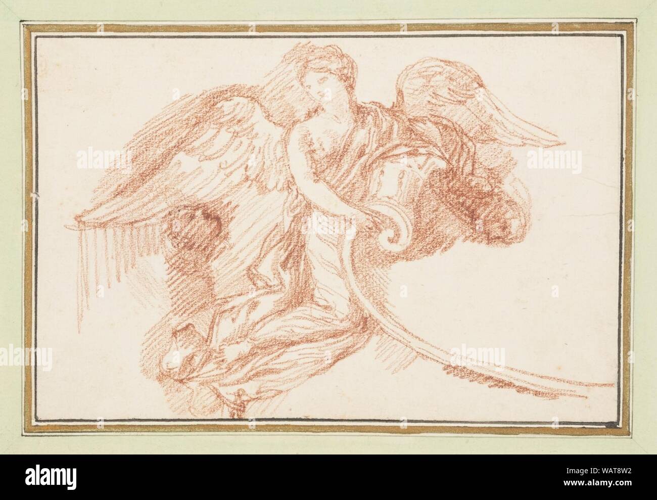 Drawing, Winged female figure with decorative scroll, ca. 1759–70 Stock ...