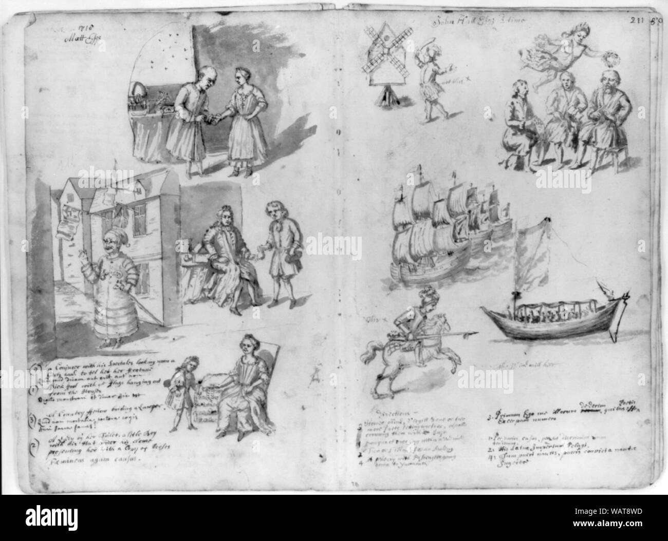 Drawings of annual guild days of Norwich, England, 1705 Stock Photo - Alamy