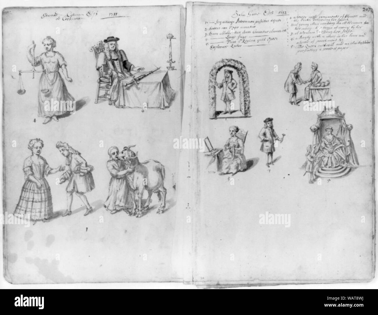 Drawings of annual guild days of Norwich, England, 1705 Stock Photo - Alamy