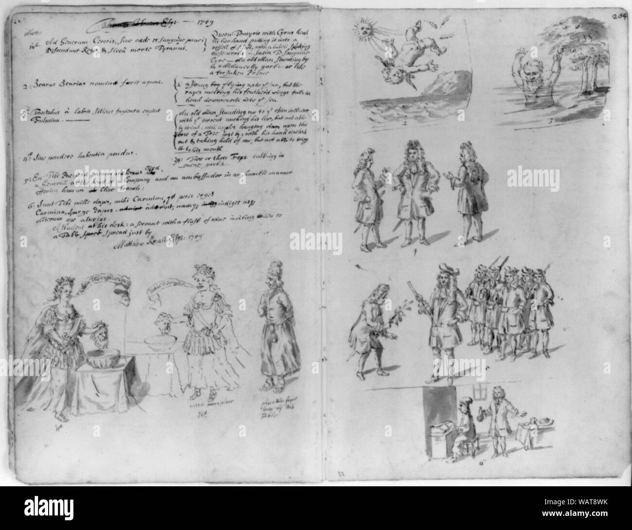Drawings of annual guild days of Norwich, England, 1705 Stock Photo - Alamy